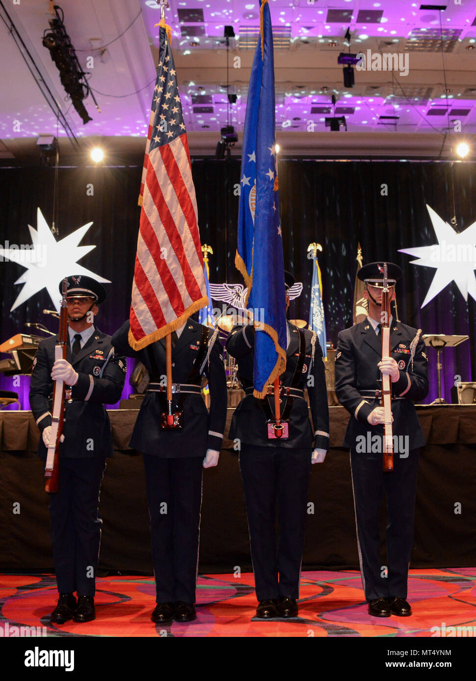 The Honor Guard from Travis Air Force Base, Calif., present the colors ...
