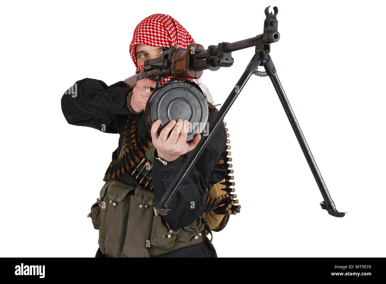 Rebel with machine gun isolated on white Stock Photo - Alamy