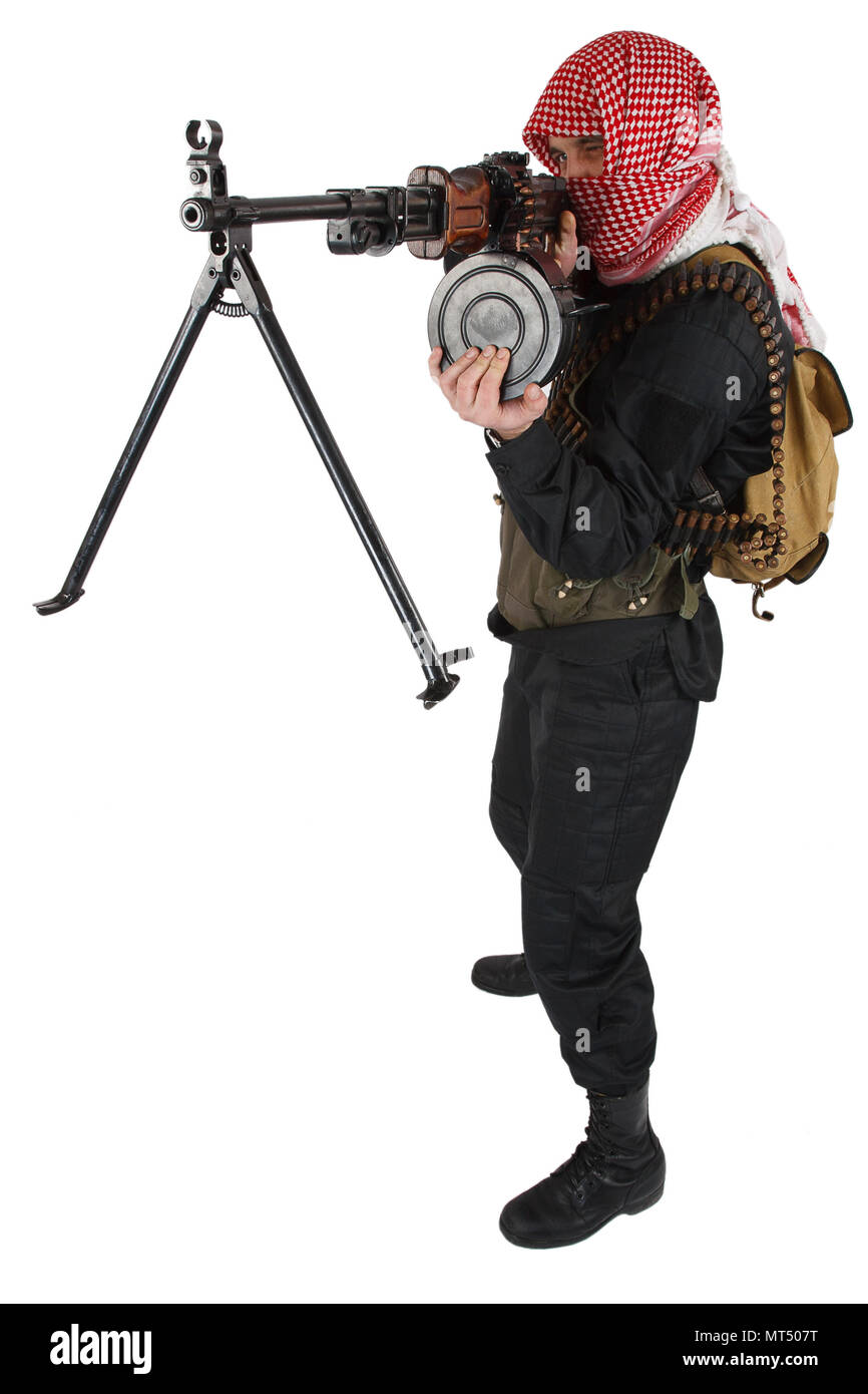 mujahid with machine gun isolated on white Stock Photo - Alamy