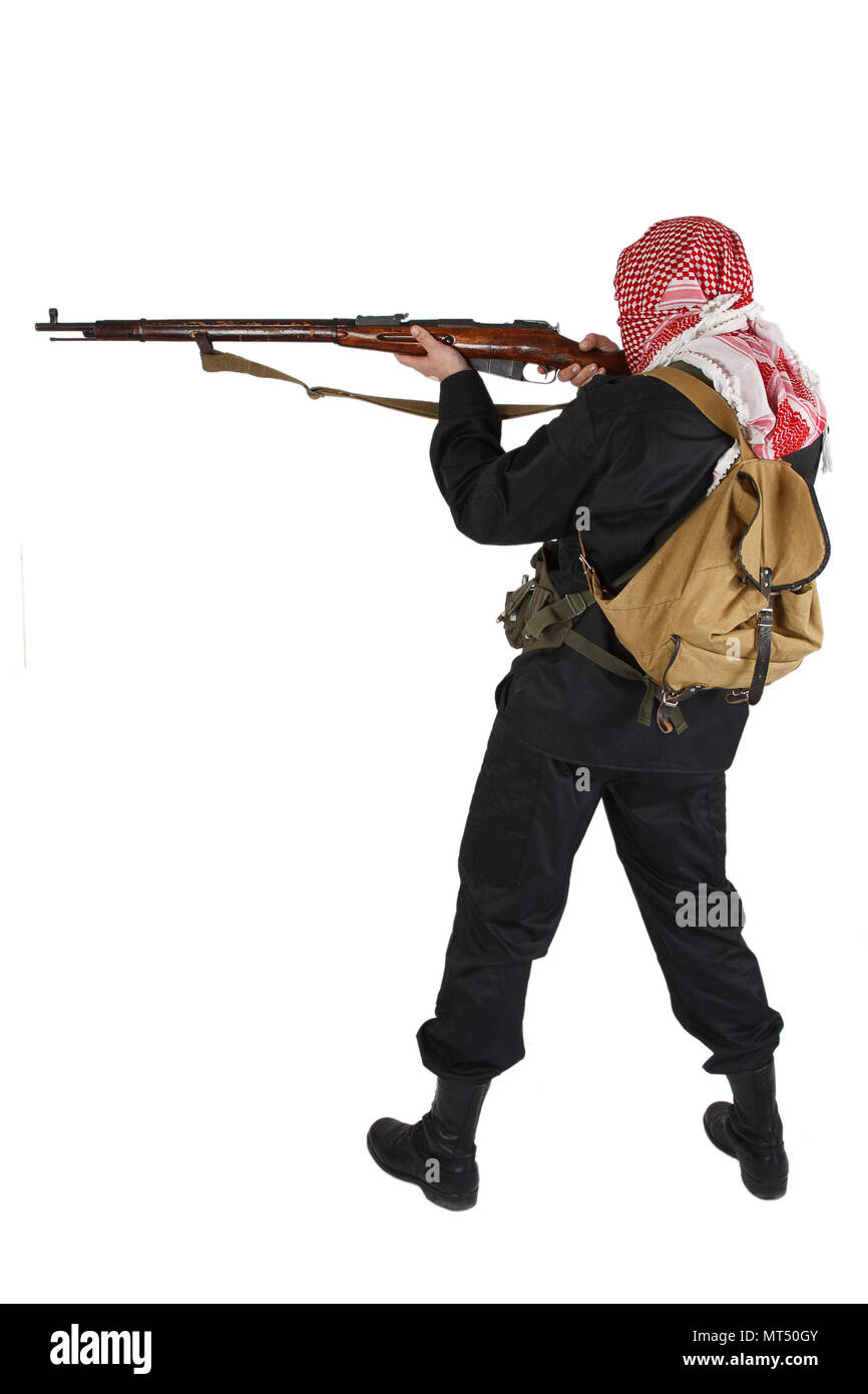 Rebel with rifle isolated on white Stock Photo - Alamy