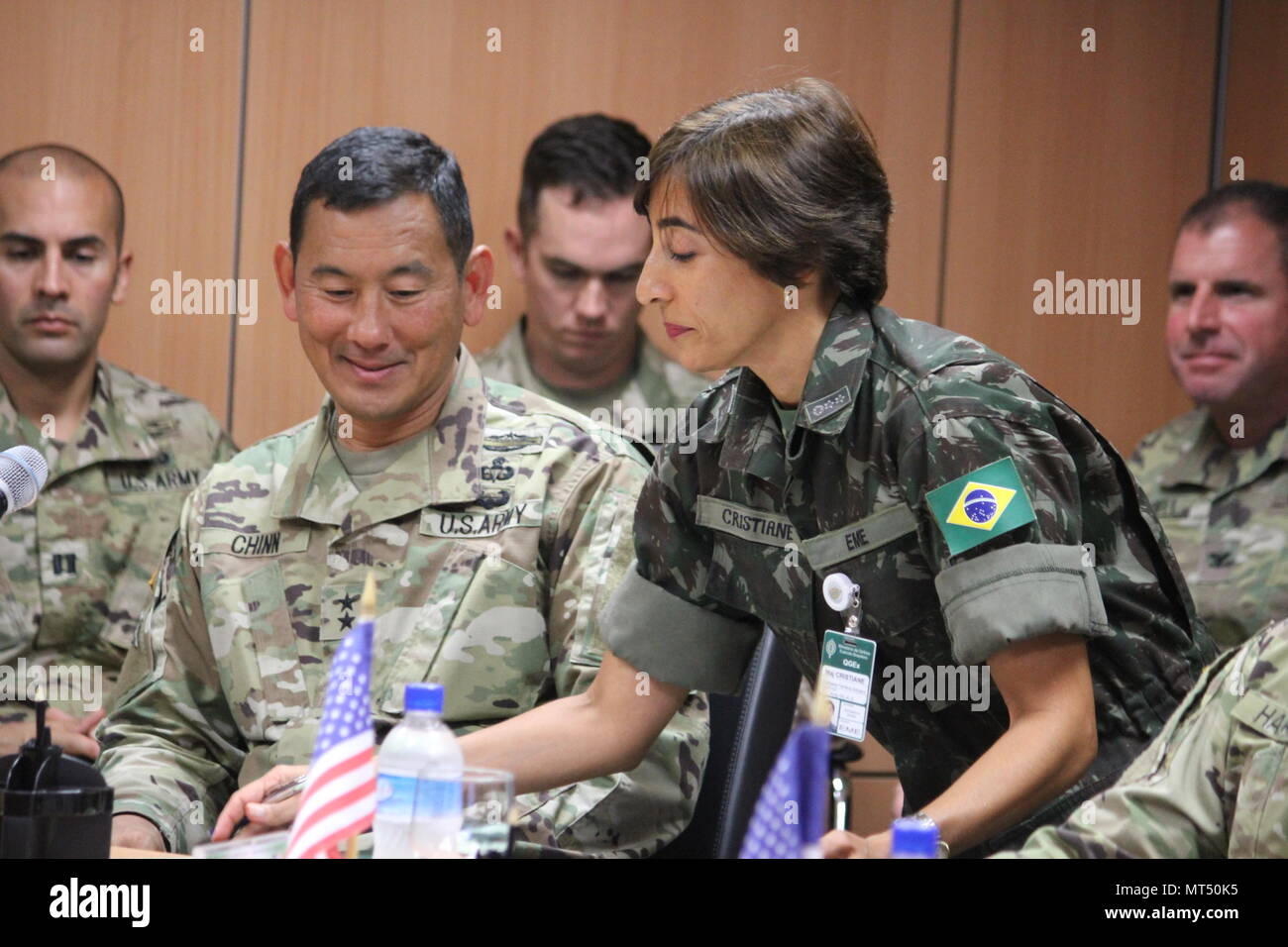 Maj. Gen. K.K. Chinn, Army South commander, signs the agreed to actions ...