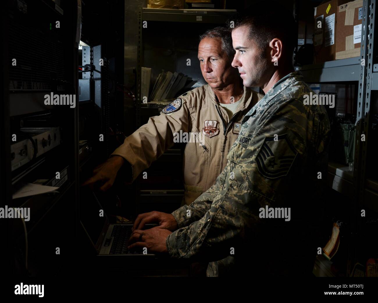 Master Sgt. Kyle Tschida, a Joint Interface Control cell watch officer ...