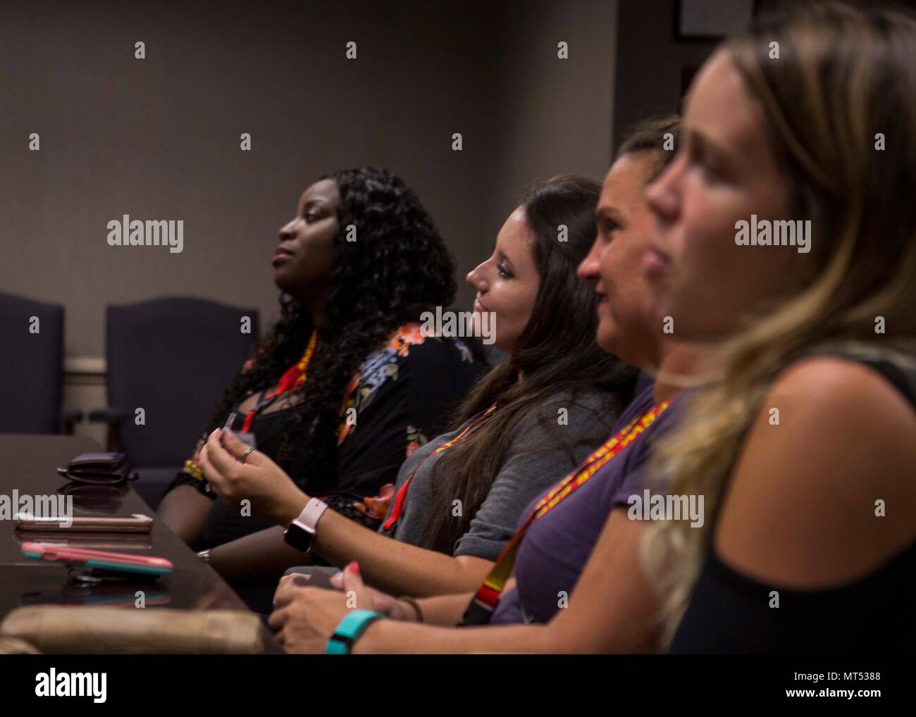 Spouses within 6th Marine Corps District (6MCD) listen to the welcoming ...