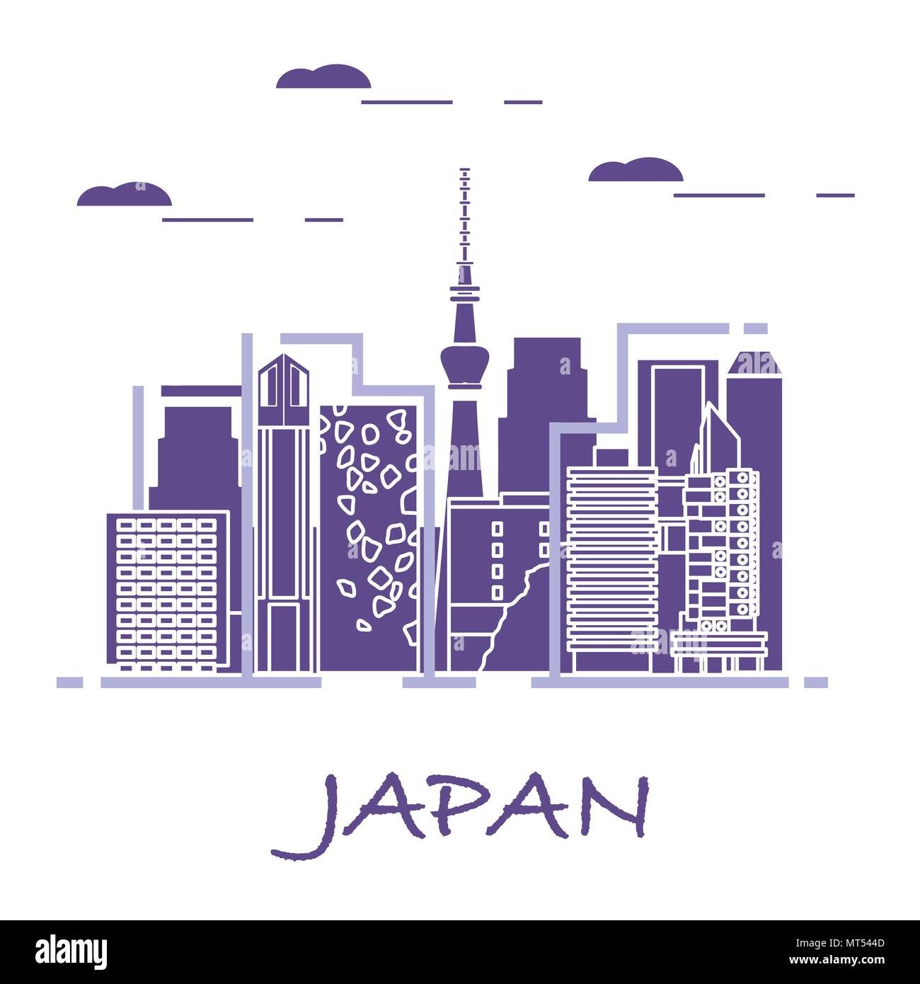 Unusual Japanese architecture. Famous building and skyscrapers. Travel ...