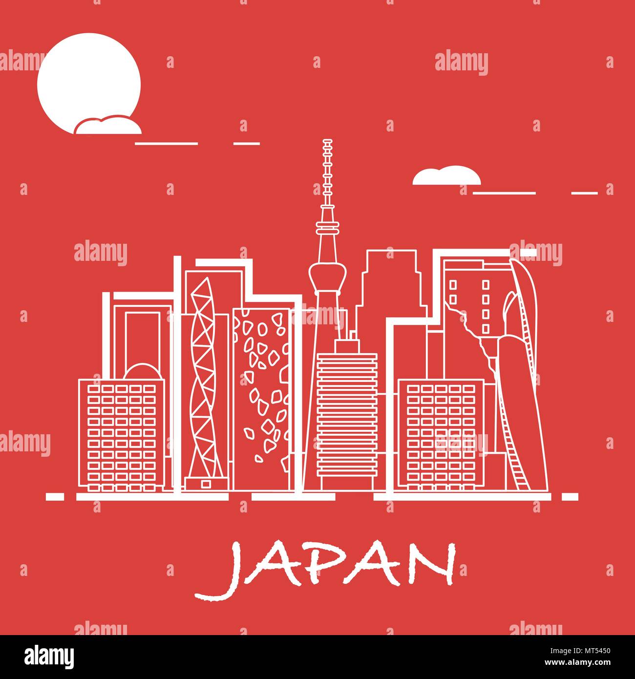 Unusual Japanese architecture. Famous building and skyscrapers. Travel ...