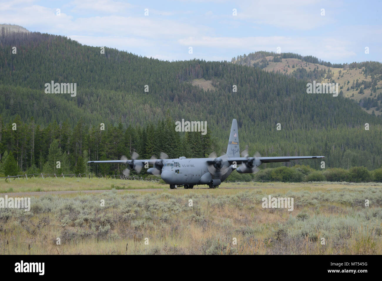 A C-130 Hercules aircraft from the 120th Airlift Wing, Montana Air ...