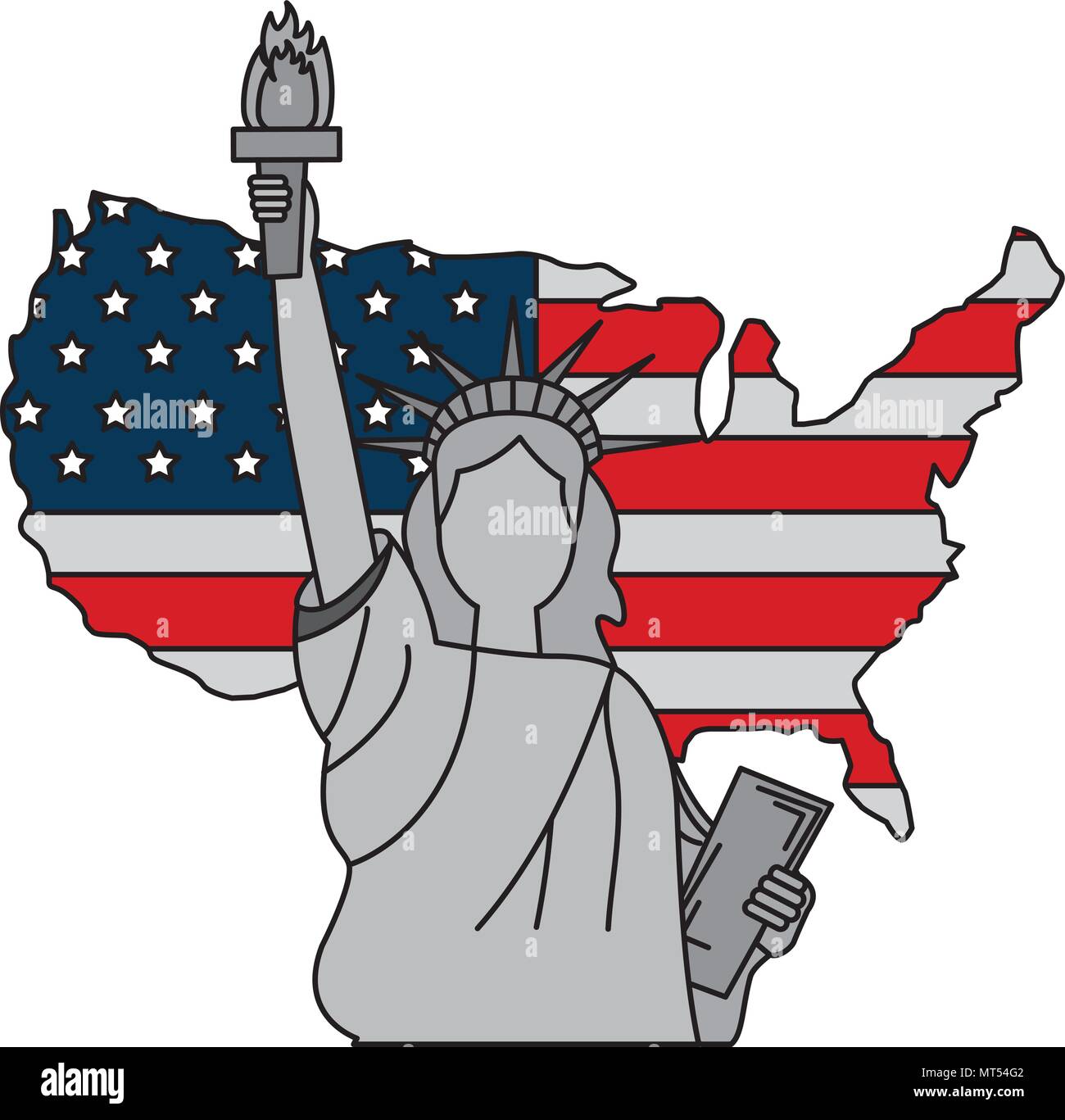 liberty statue with USA map vector illustration design Stock Vector ...