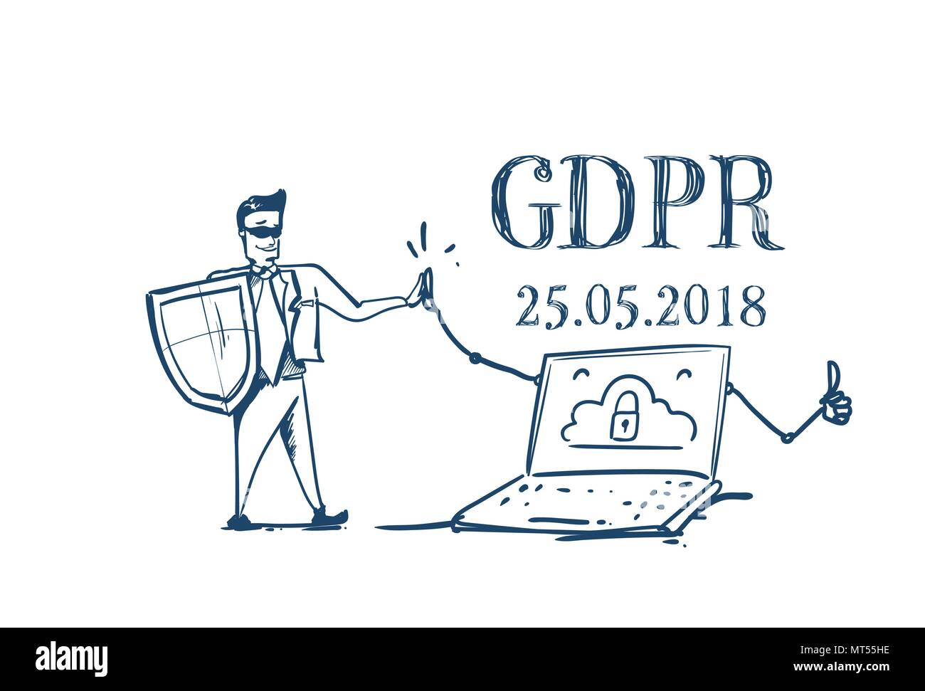 man in business suit shield protecting computer General Data Protection ...