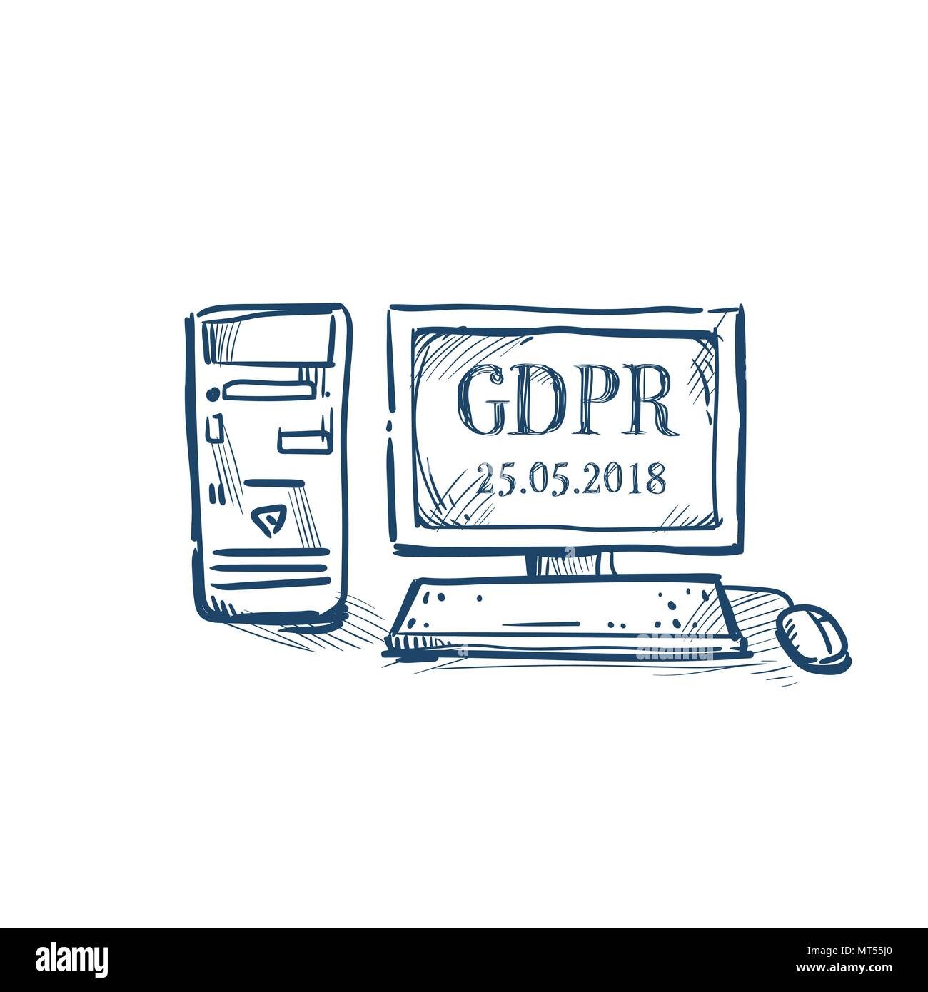 protection of personal data computer of office deck on white background ...