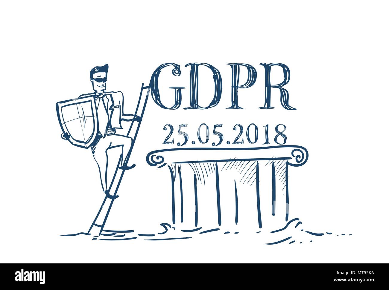 man in business suit shield climb the ladder General Data Protection ...