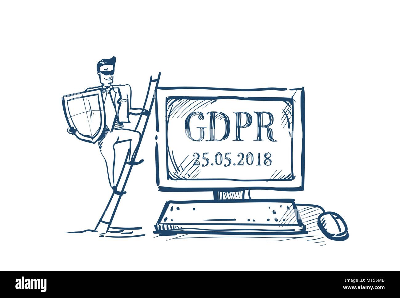 man in business suit shield climb the ladder data computer General Data ...