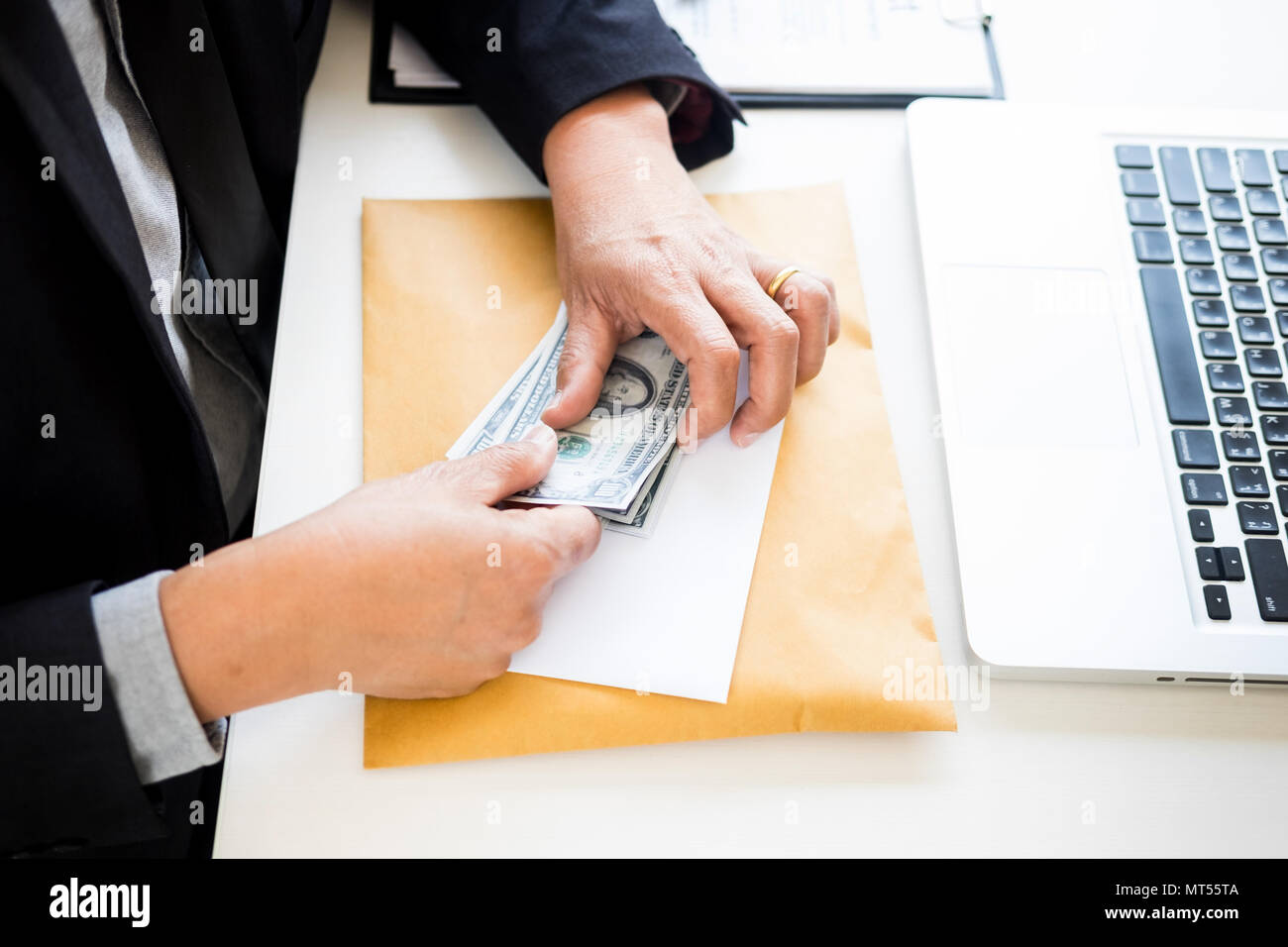 business man counting money at the table, accounting concept Stock ...