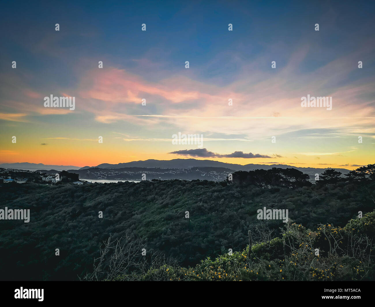 Sunset at Wellington New Zealand landscape Stock Photo - Alamy