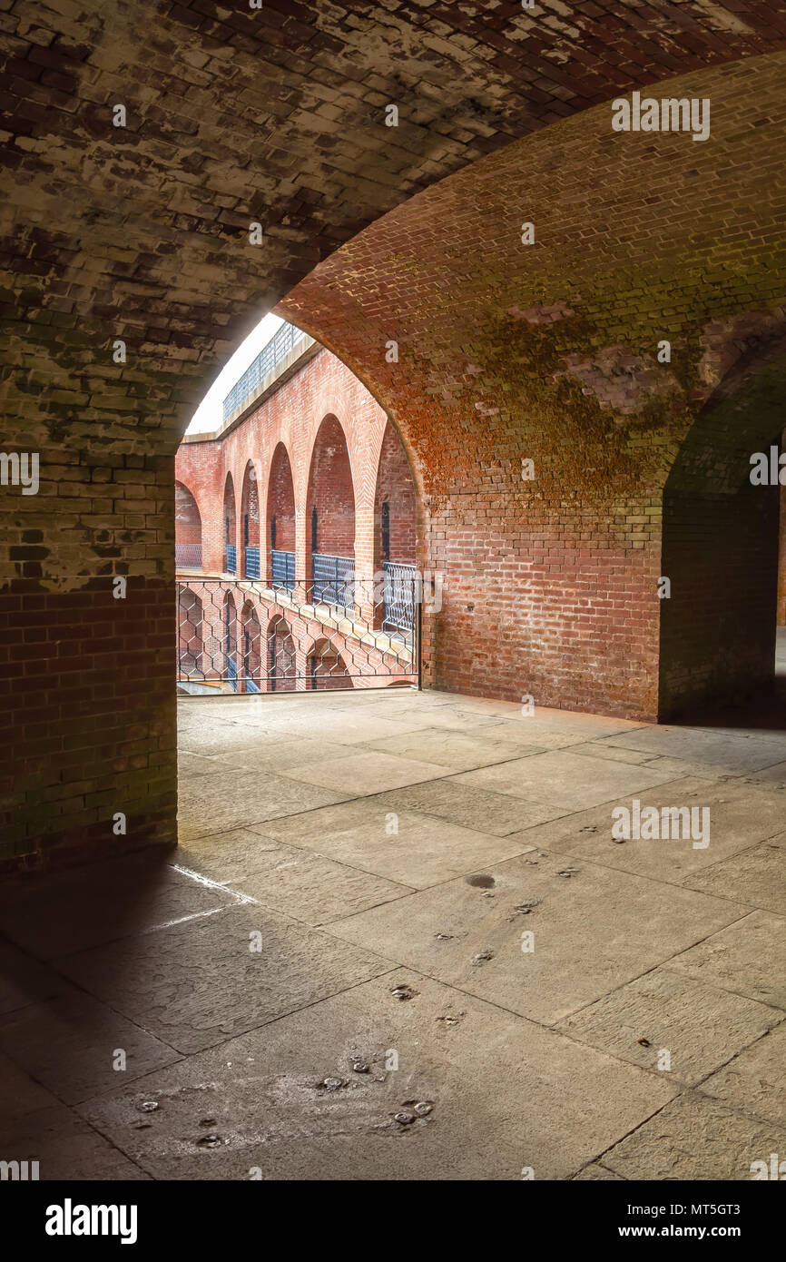 Structures at the historical Fort Point in San Francisco, California ...