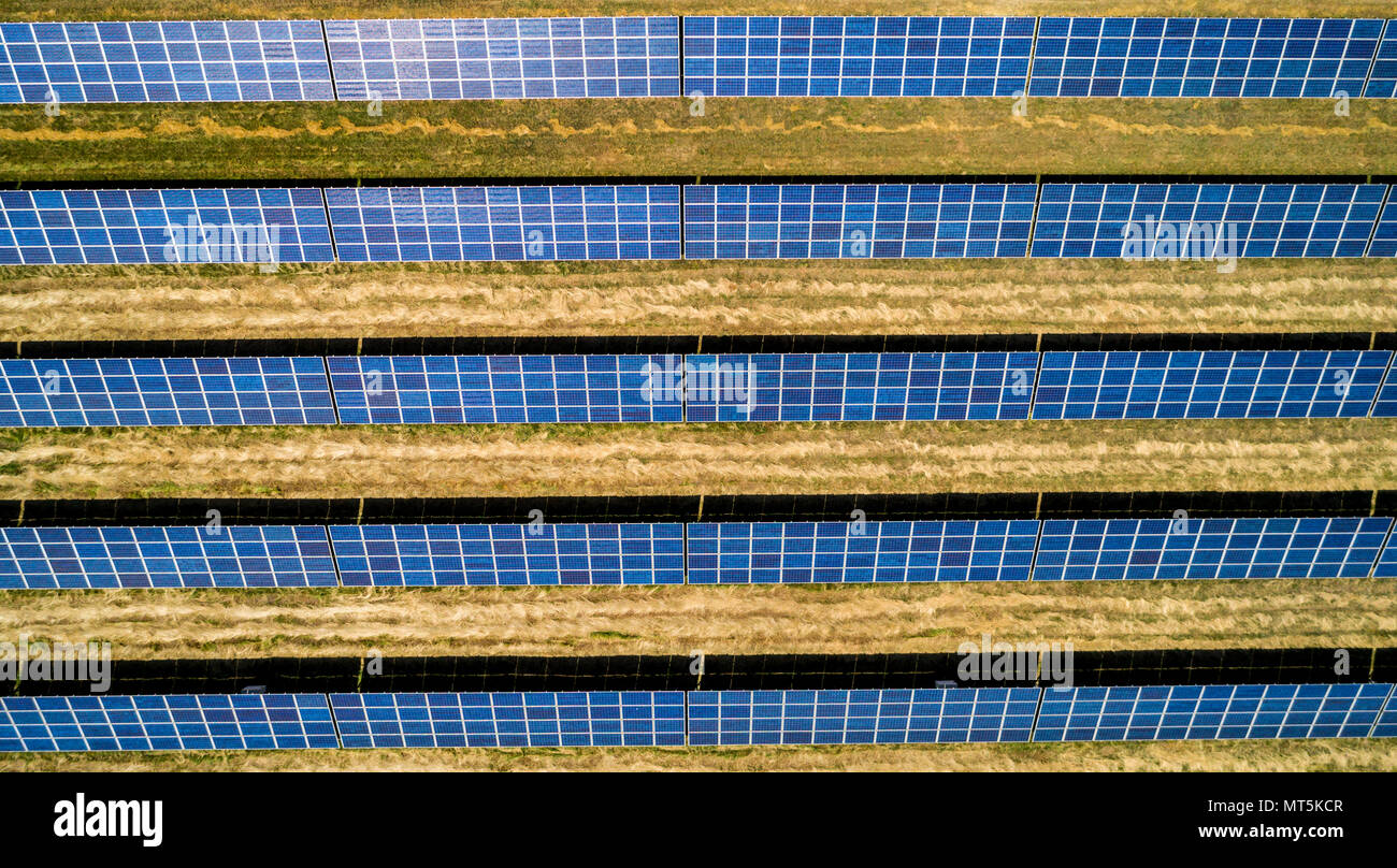 Aerial view of solar battery Stock Photo - Alamy