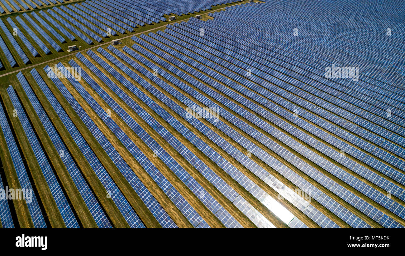 Aerial view of solar battery Stock Photo - Alamy