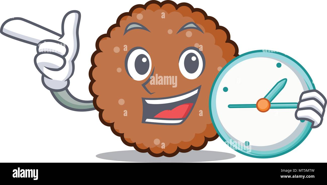 With clock chocolate biscuit character cartoon Stock Vector Image & Art ...