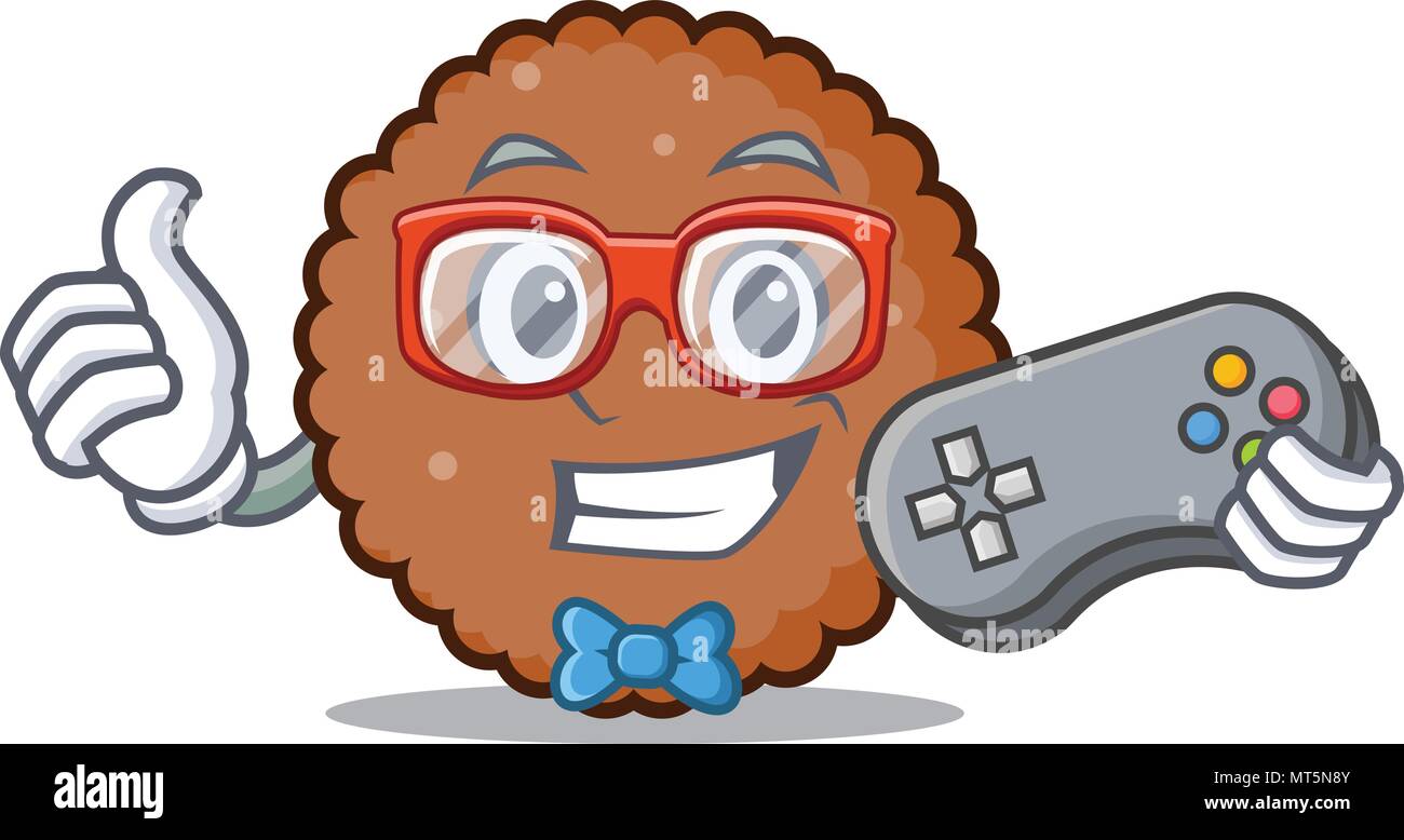 Gamer chocolate biscuit mascot cartoon Stock Vector Image & Art - Alamy