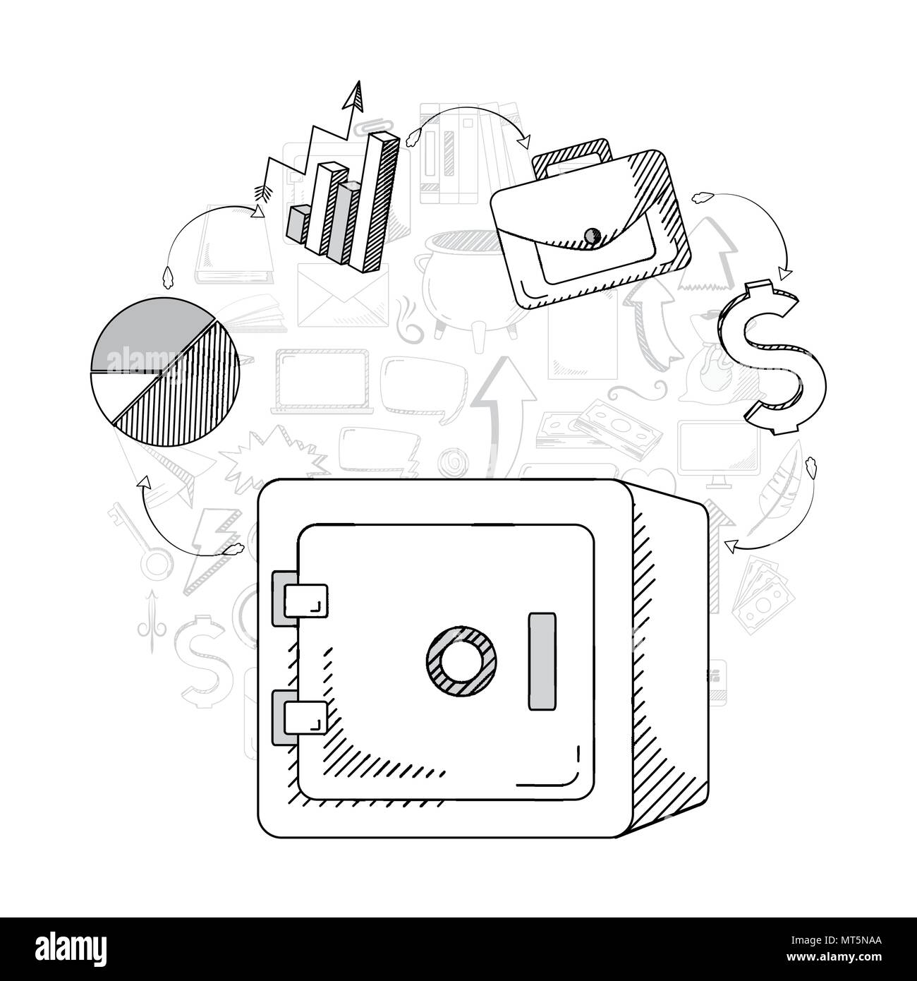 Hand drawing business statistics Black and White Stock Photos & Images ...