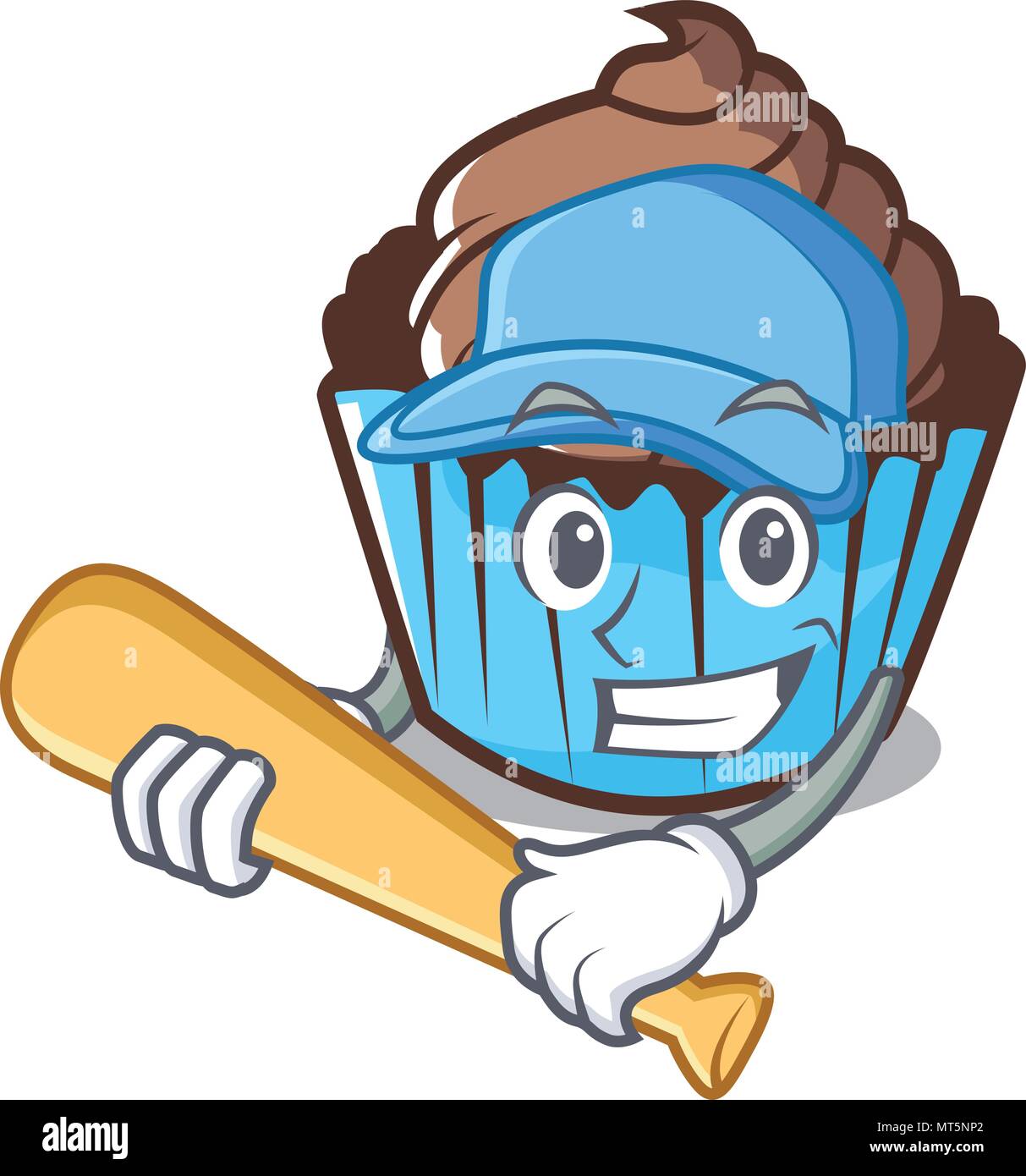 Playing baseball chocolate cupcake character cartoon Stock Vector Image ...