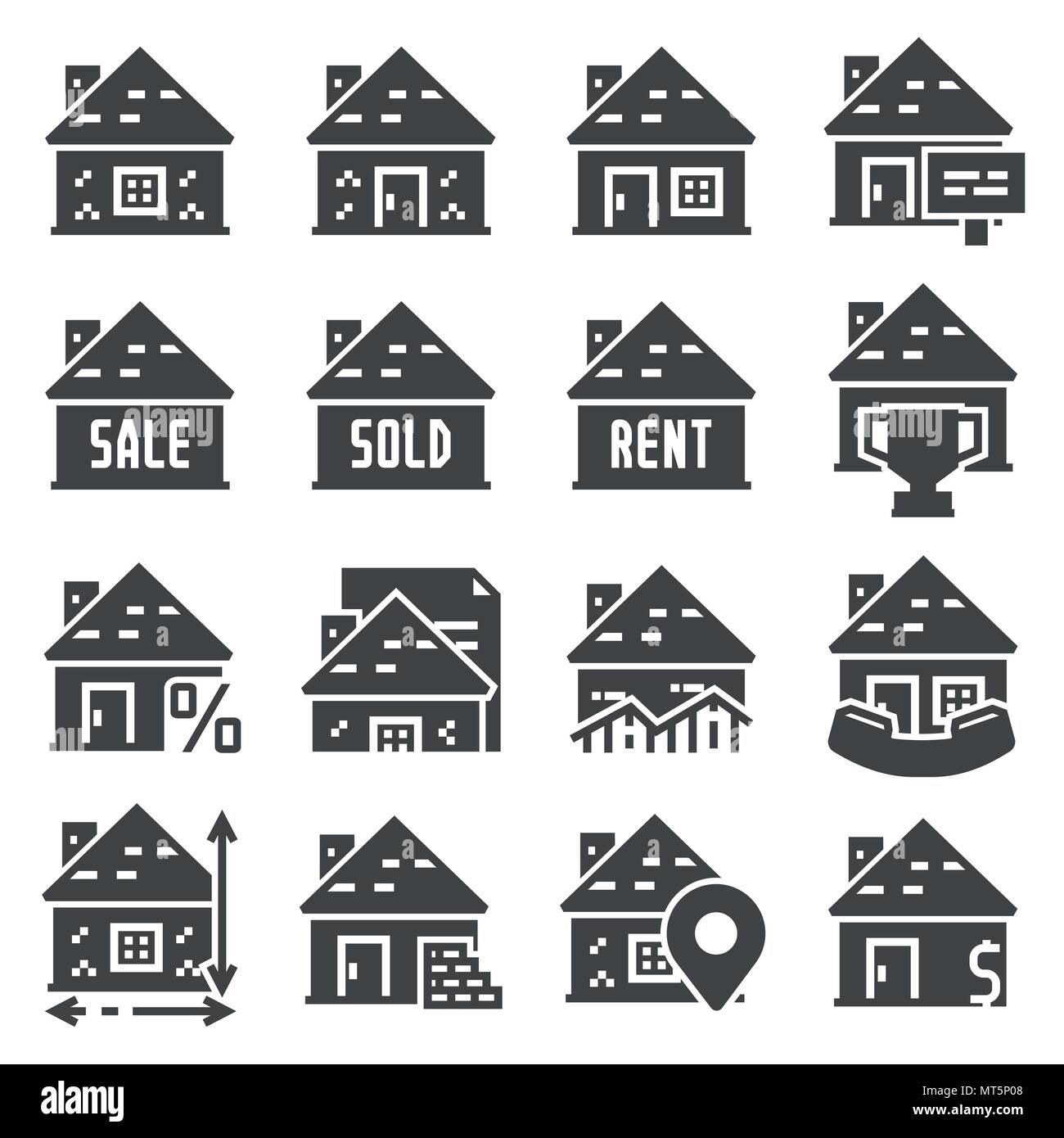 Real Estate icons set with White Background Stock Vector Image & Art ...