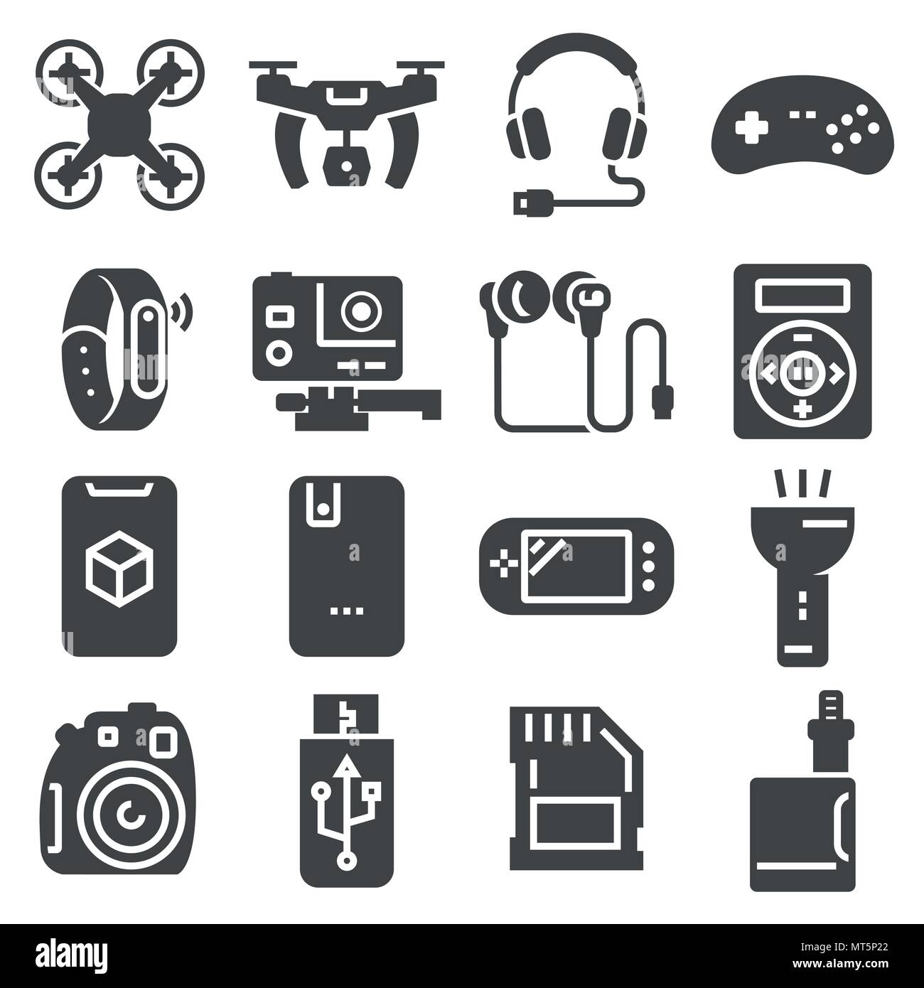 Set of vector black devices icons on white background Stock Vector ...