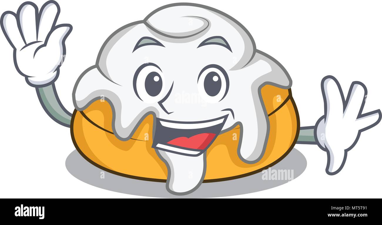Waving cinnamon roll character cartoon Stock Vector Image & Art - Alamy