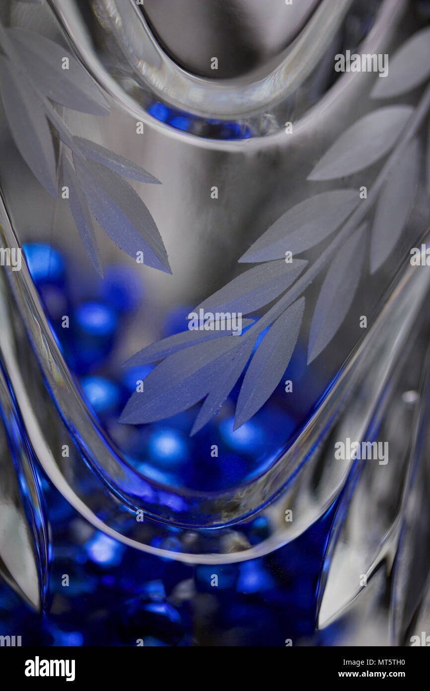 Macro abstract background image of beautiful defocused glass with leaf ...