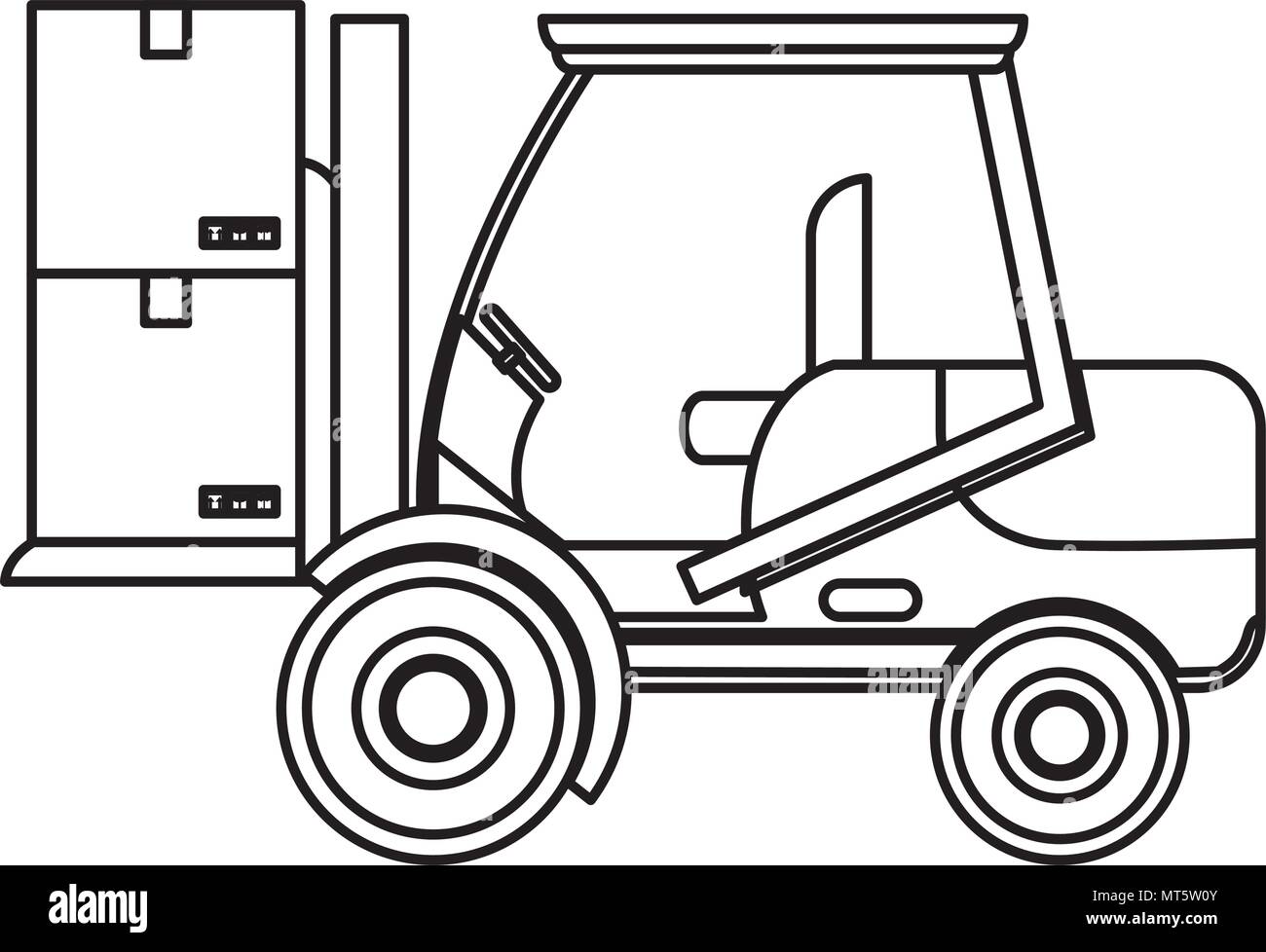 line forklift transportation machine with boxes packages Stock Vector ...