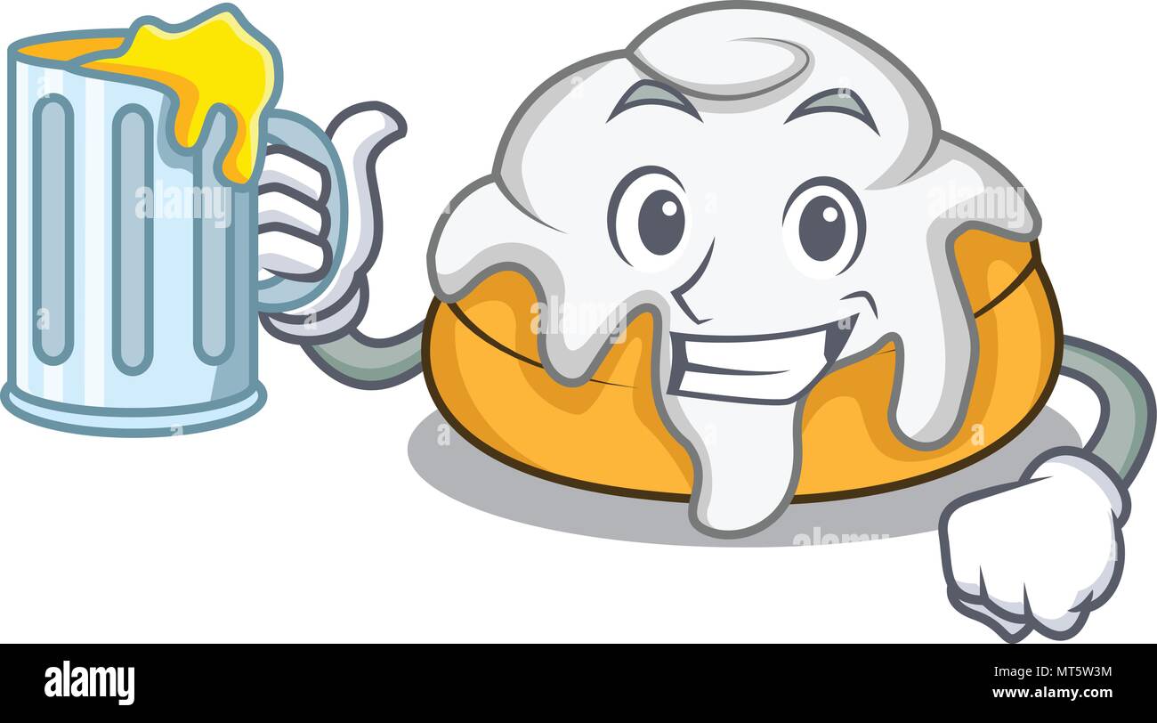 With Juice Cinnamon Roll Mascot Cartoon Stock Vector Image And Art Alamy