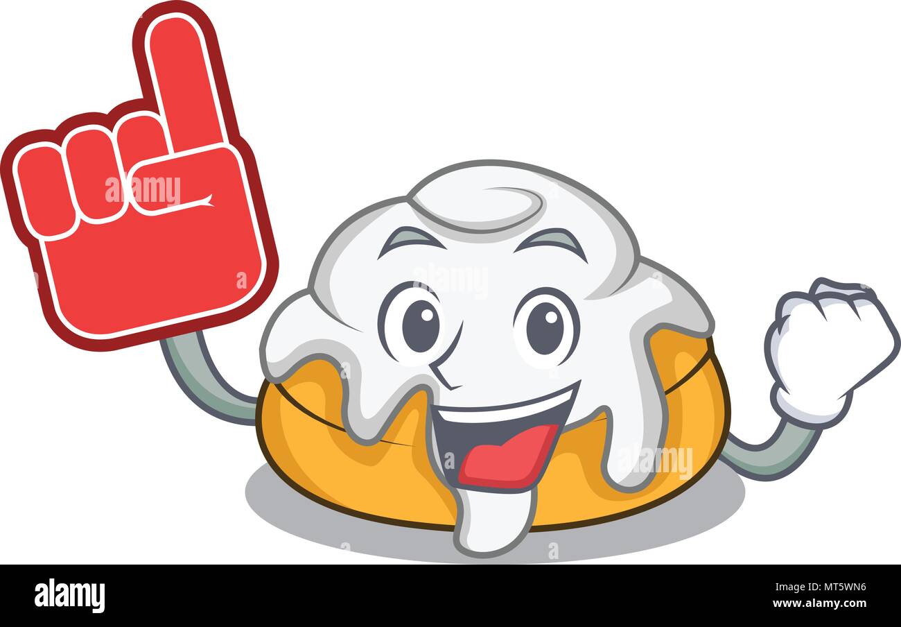 Foam Finger Cinnamon Roll Mascot Cartoon Stock Vector Image And Art Alamy