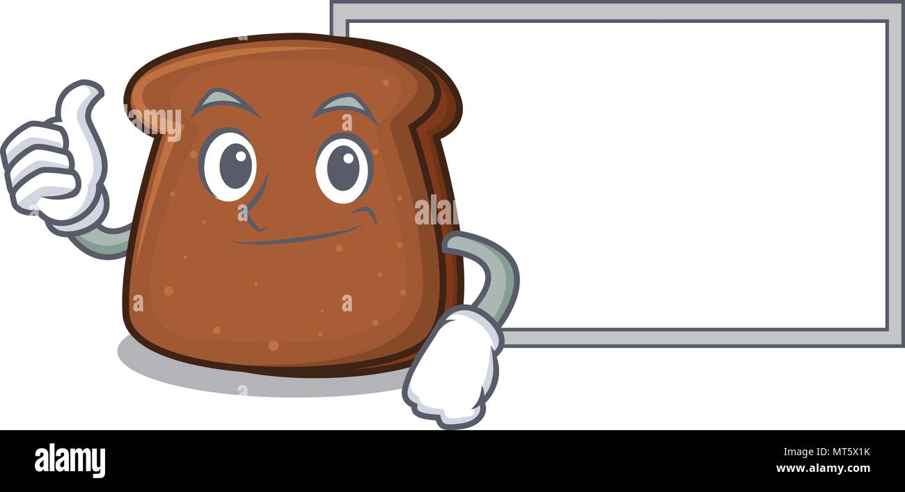 Thumbs up with board brown bread character cartoon Stock Vector Image ...