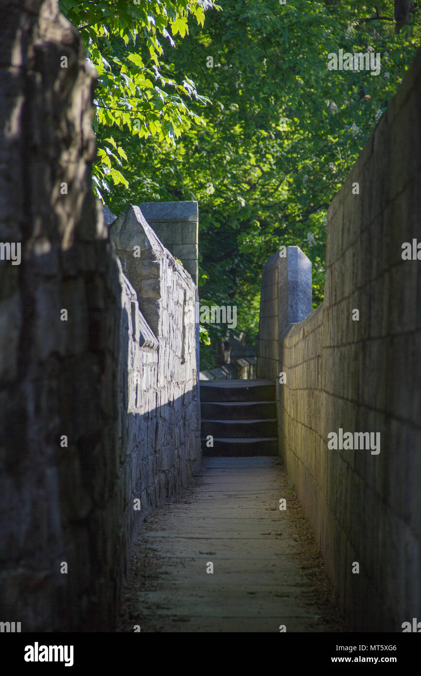 Early morning on York City walls near Bootham Bar, York, North ...