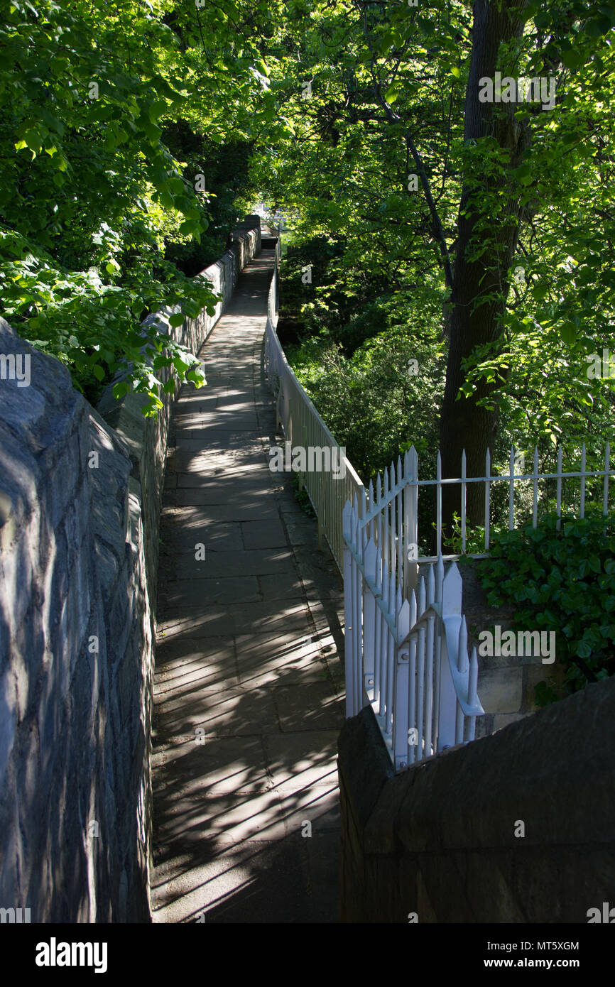 Early morning on York City walls near Bootham Bar, York, North ...
