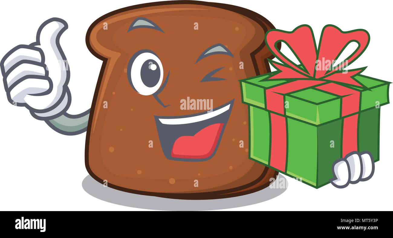 With gift brown bread mascot cartoon Stock Vector Image & Art - Alamy