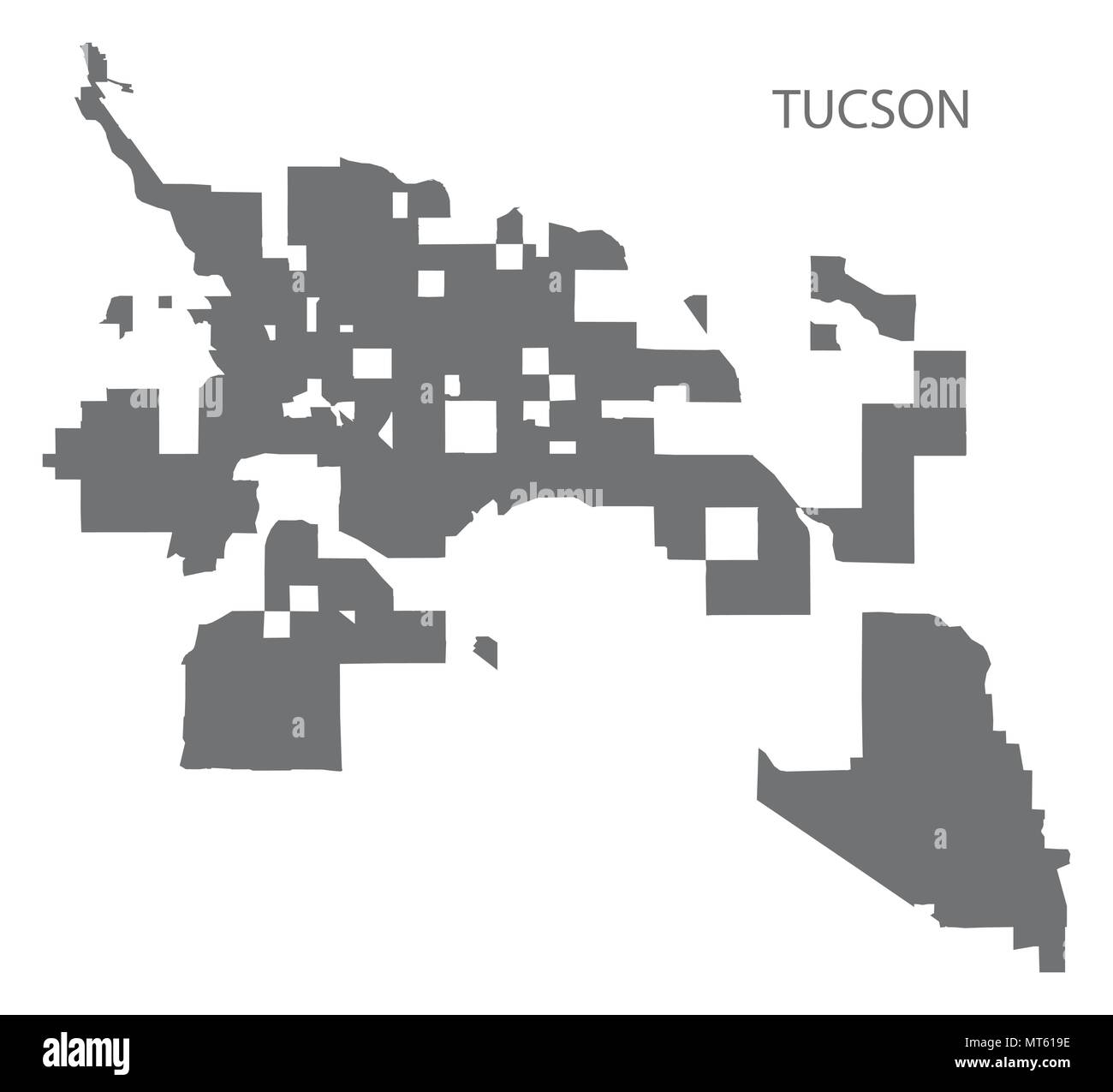 Tucson Arizona city map grey illustration silhouette shape Stock Vector ...