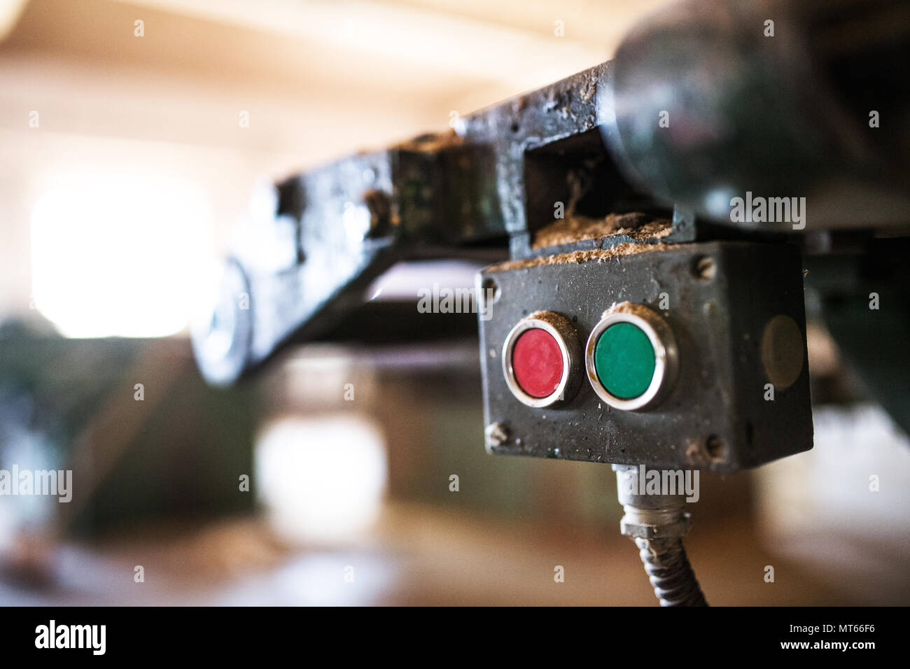 Machine control panel in carpentry workshop Stock Photo - Alamy
