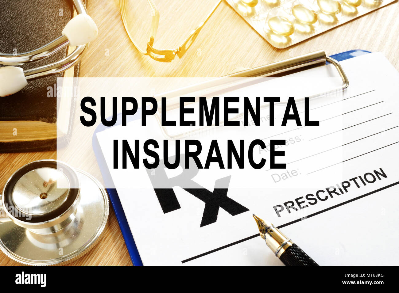Supplemental Insurance. Prescription form and stethoscope Stock Photo ...
