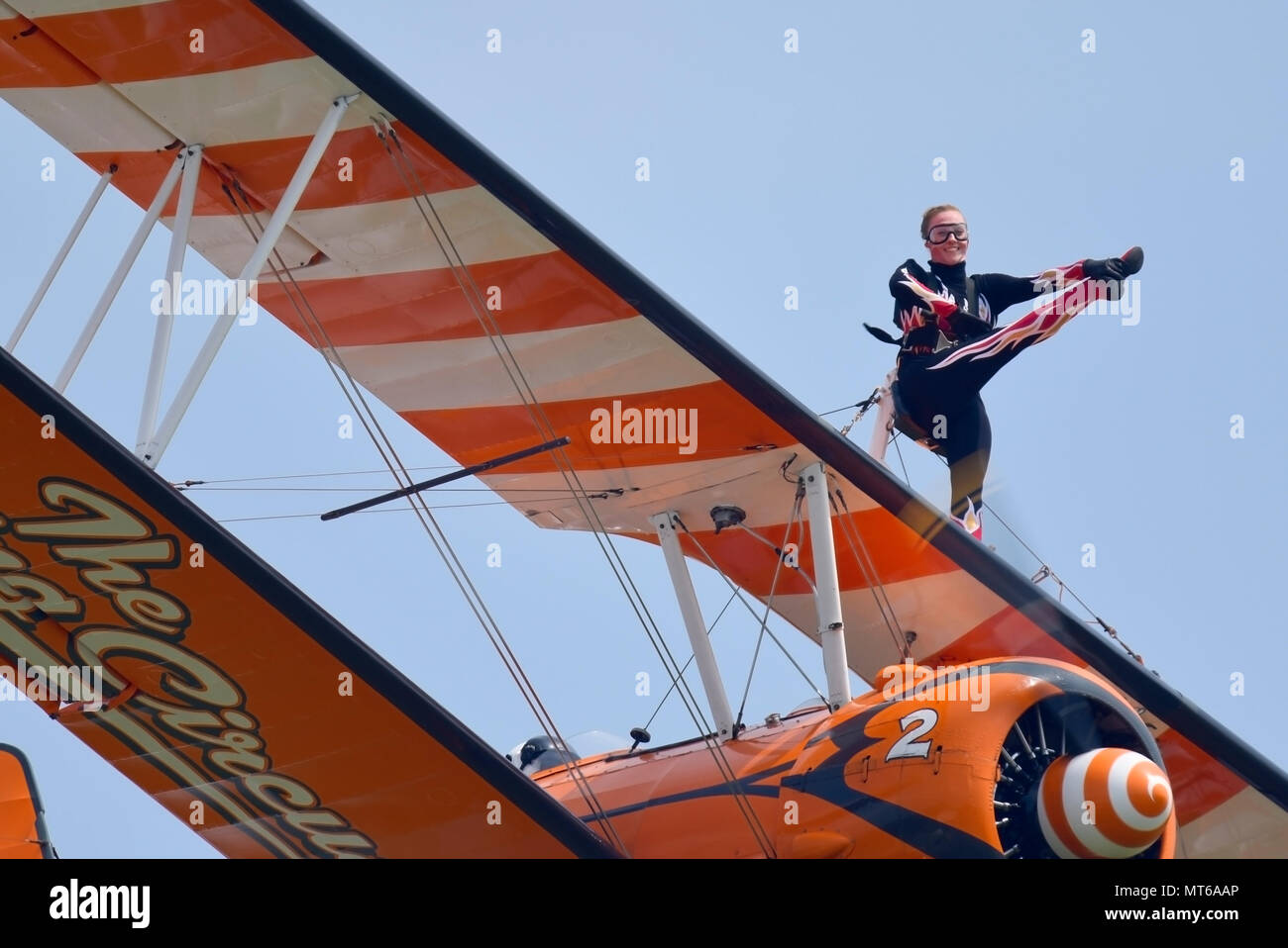 Flying Circus wingwalker Kirsten. Girl on the wing, wing walking, wing ...