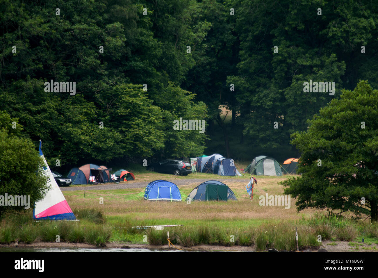 Camping tents in Windermere lake, England, UK Stock Photo - Alamy