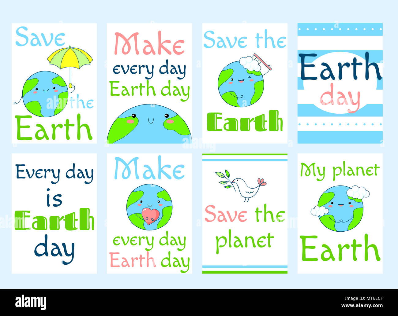 Set of Earth day banners, labels, flyers, stickers, placards with cute ...