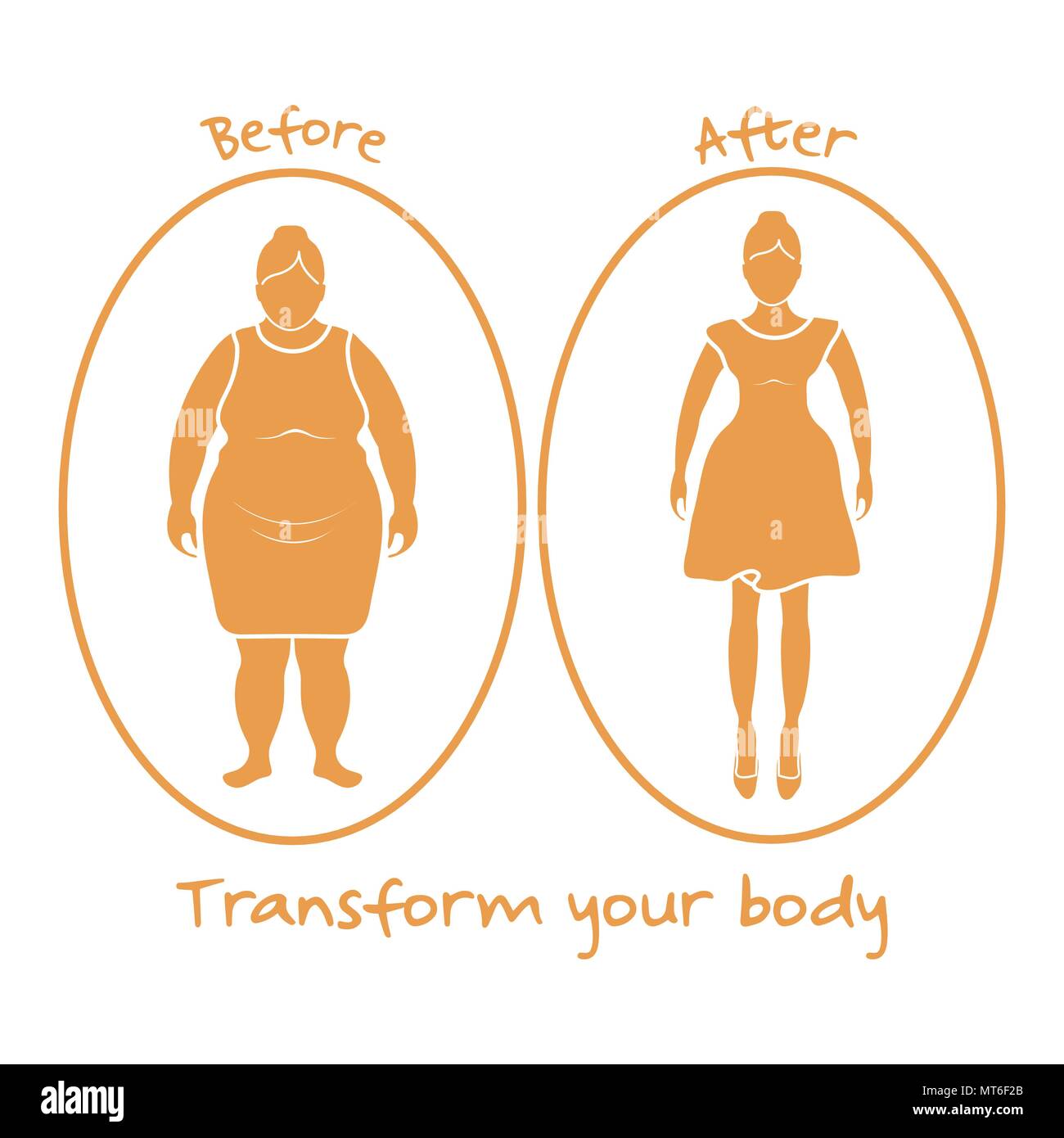 Fat woman and shapely woman. Transform your body. Sport and proper ...
