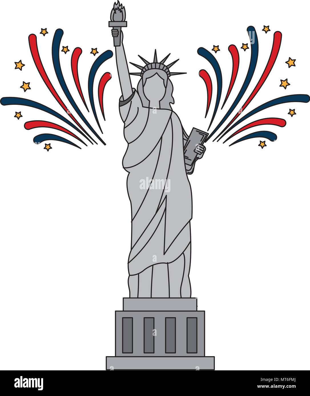 liberty statue with fireworks vector illustration design Stock Vector ...