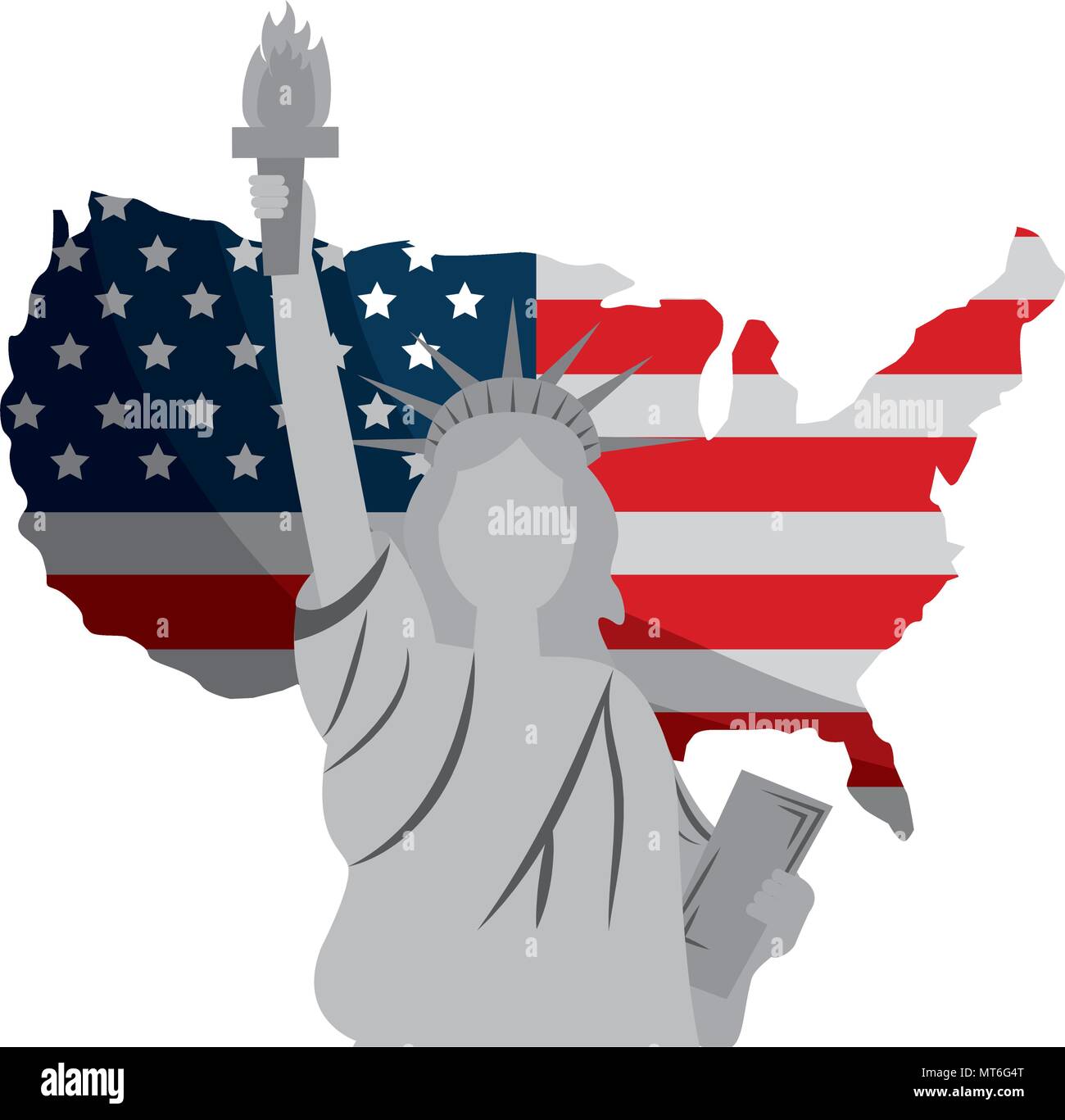 liberty statue with USA map vector illustration design Stock Vector ...