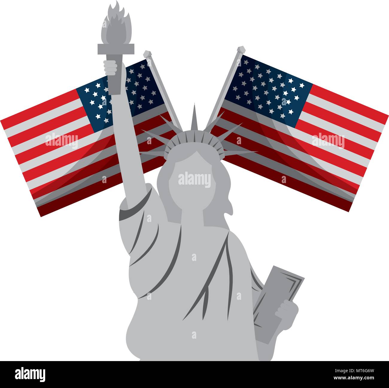liberty statue with usa flags crossed vector illustration design Stock ...