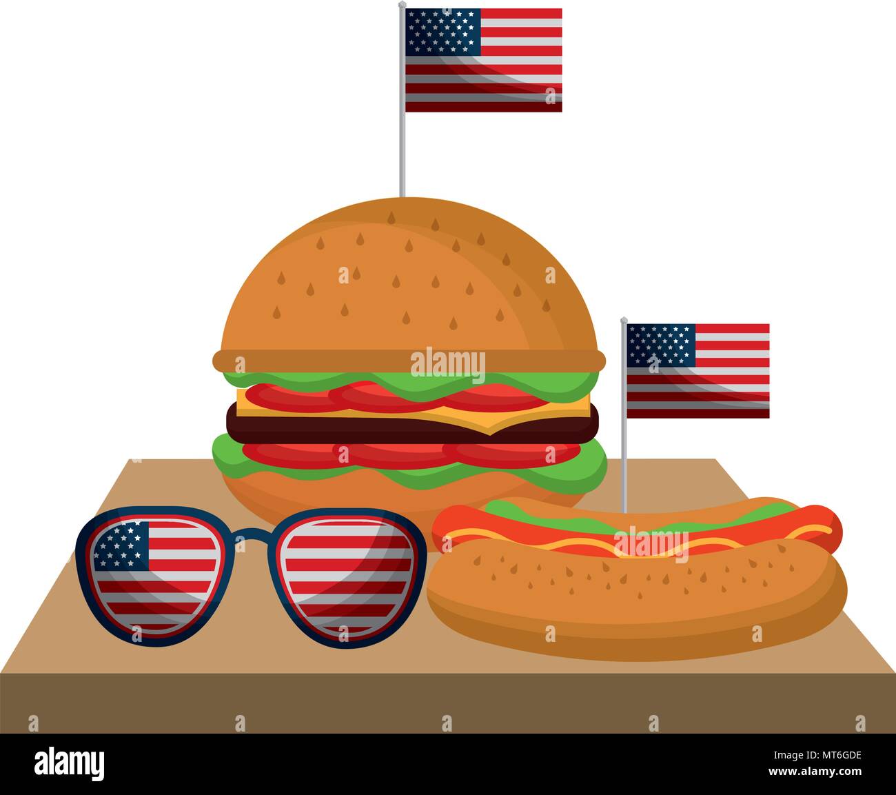delicious hamburger with USA flags vector illustration design Stock ...
