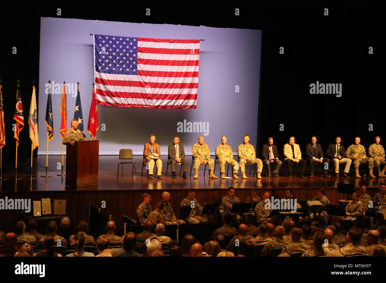 Maj. Gen. Mark E. Bartman (at podium), Ohio adjutant general, addresses ...