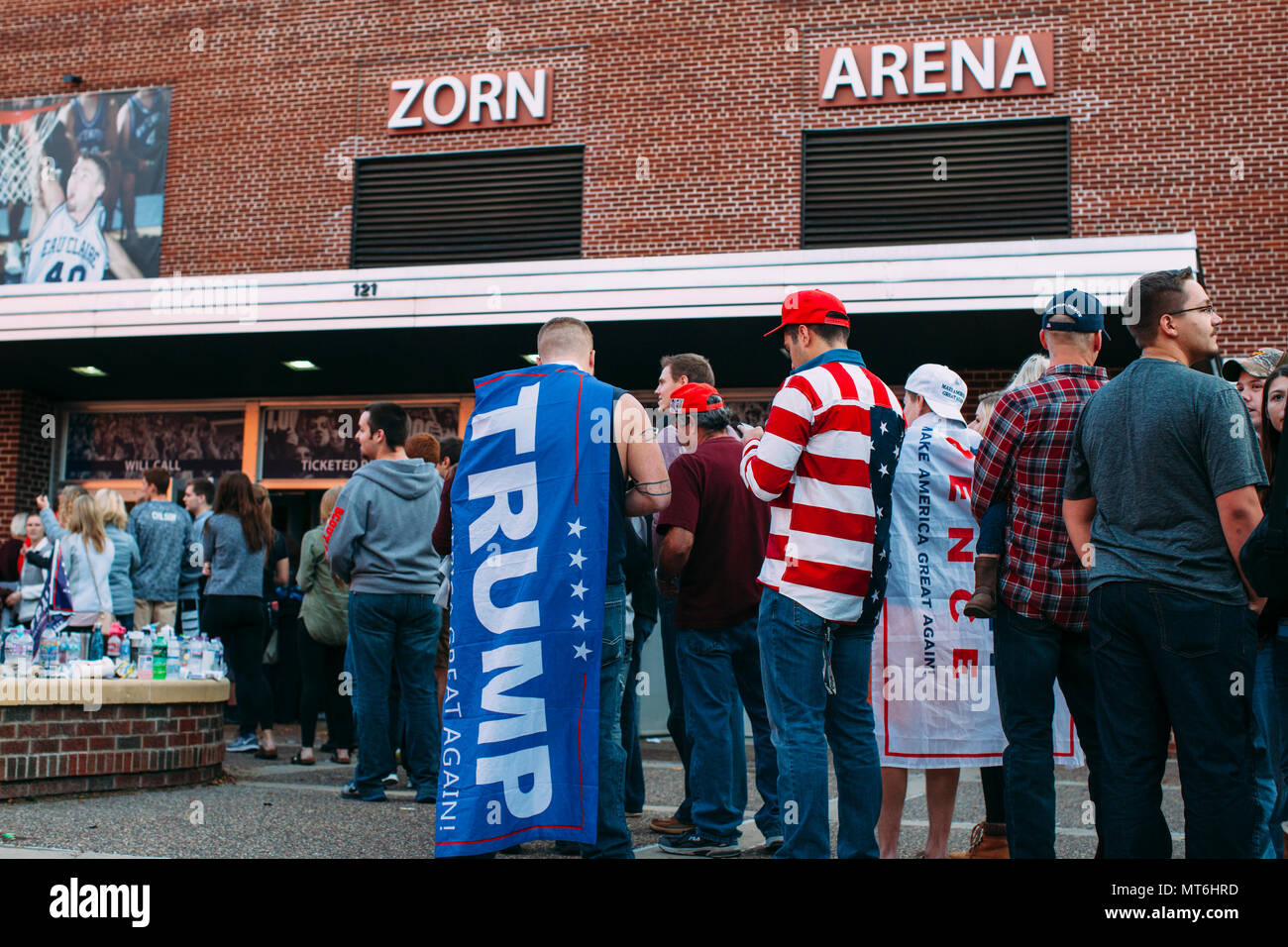 Supporters wait outside Zorn Arena in Eau Claire, Wisconsin to see ...