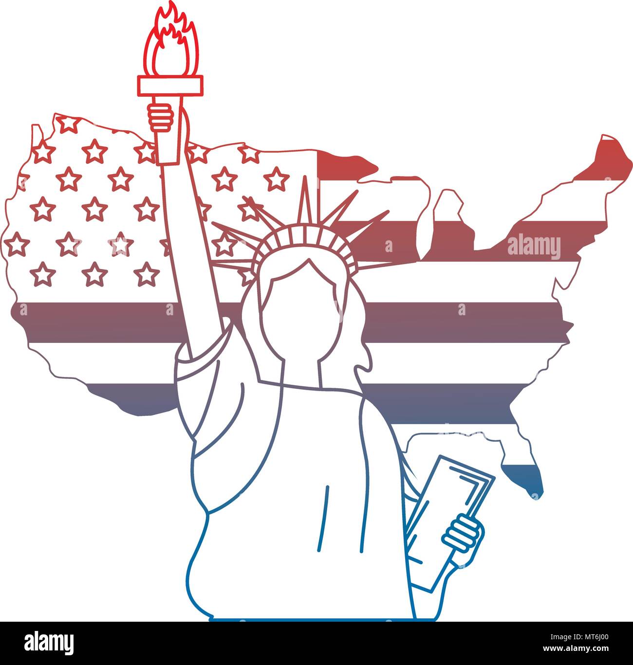 liberty statue with USA map vector illustration design Stock Vector ...