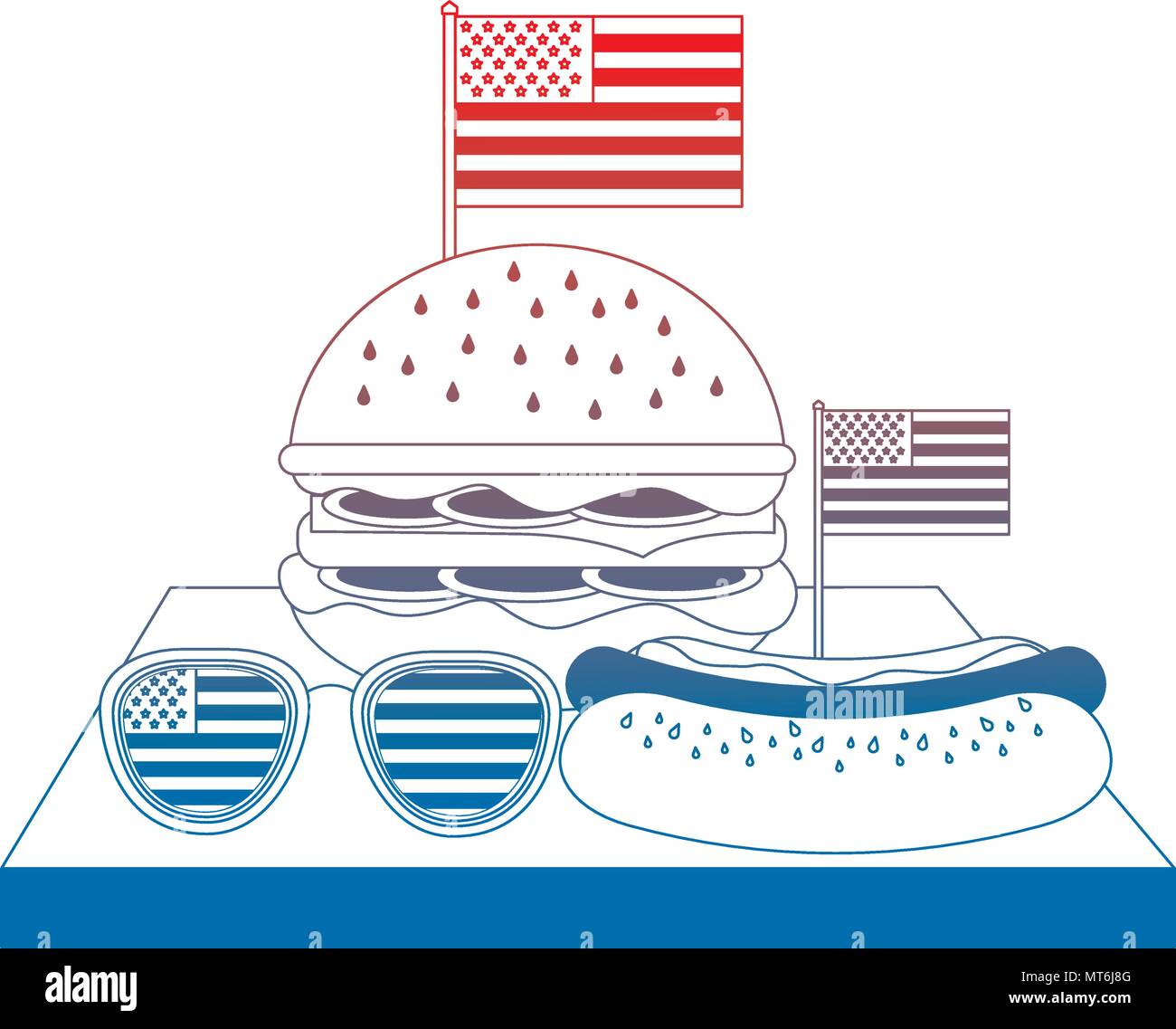 delicious hamburger with USA flags vector illustration design Stock ...